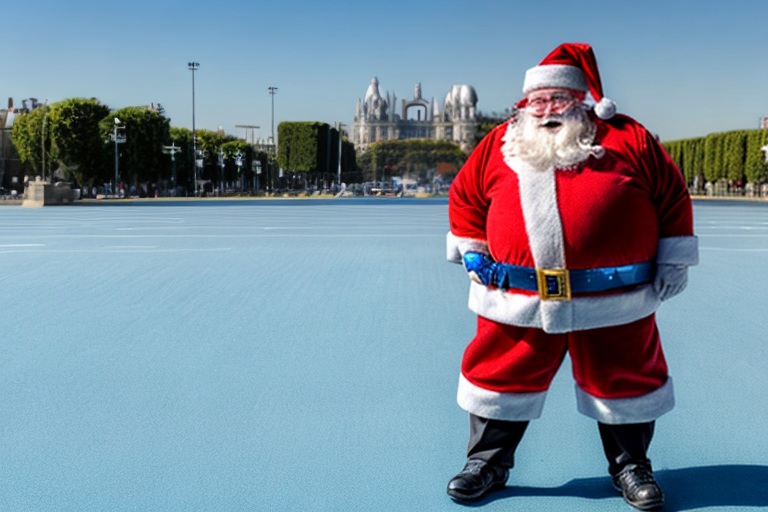 Santa in paris for Olympics 2024 with a syringe