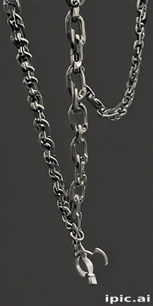 Elegant and Shiny Silver Chains Draped Against a Dark Background