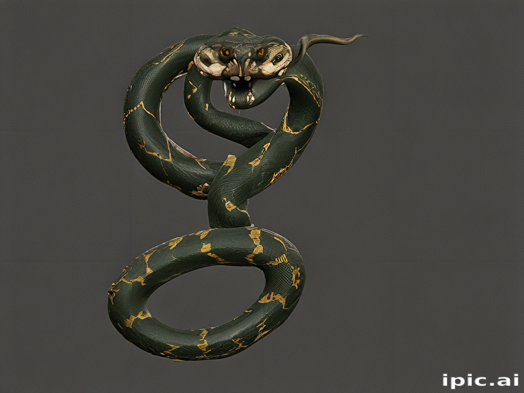 Intricate and Captivating 3D Rendering of a Dual-Headed Serpent