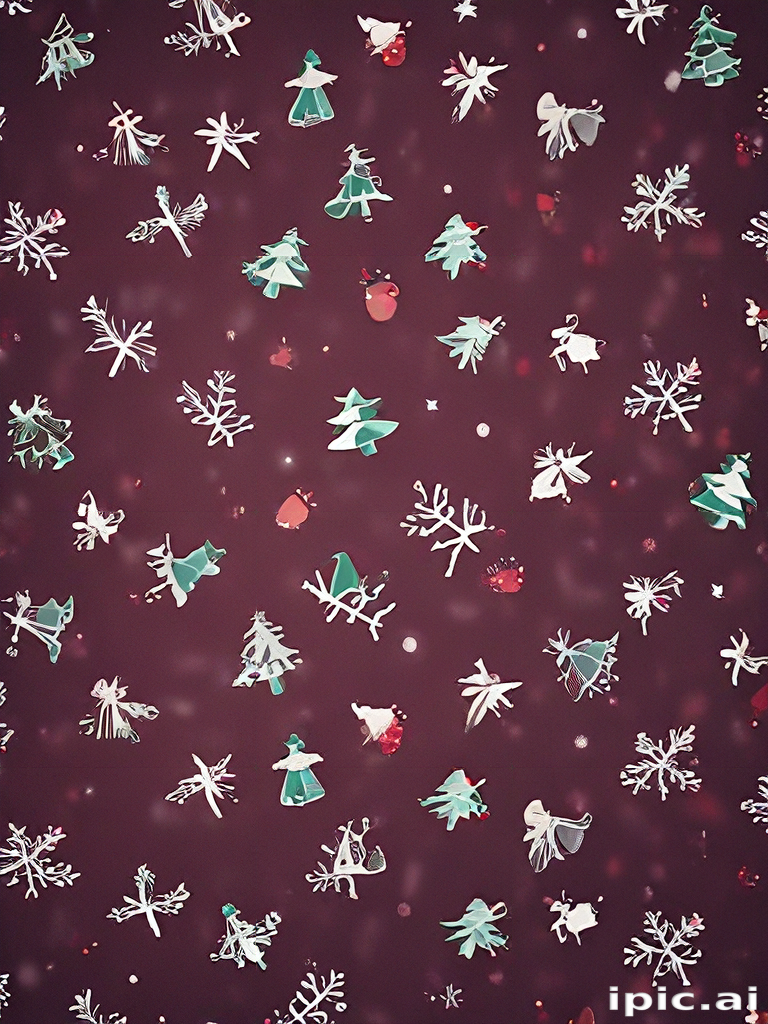 A Festive Pattern Featuring Whimsical Holiday Decorations and Snowflakes.