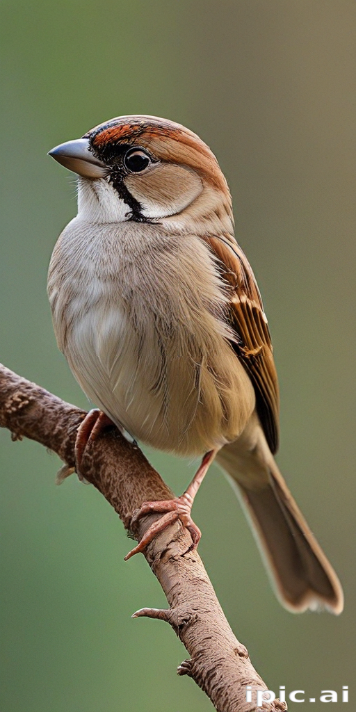 Close-Up of a Beautiful Sparrow Perched on a Branch Outdoors