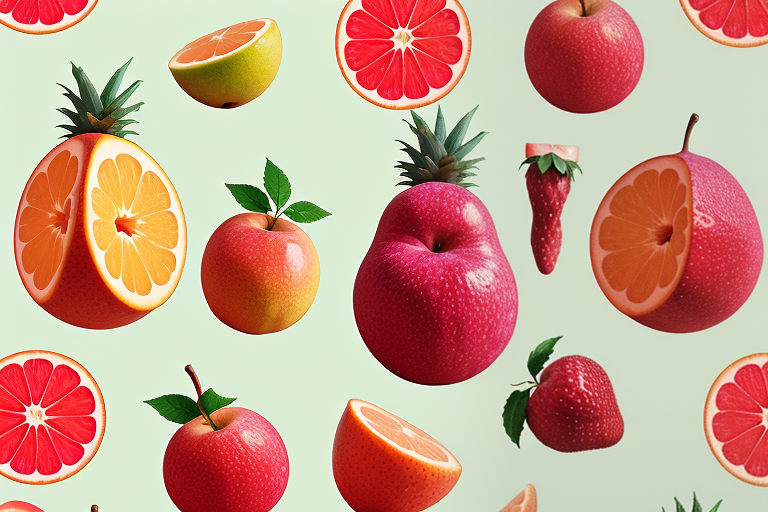 A Colorful Collection of Fresh Fruits Against a Light Green Background