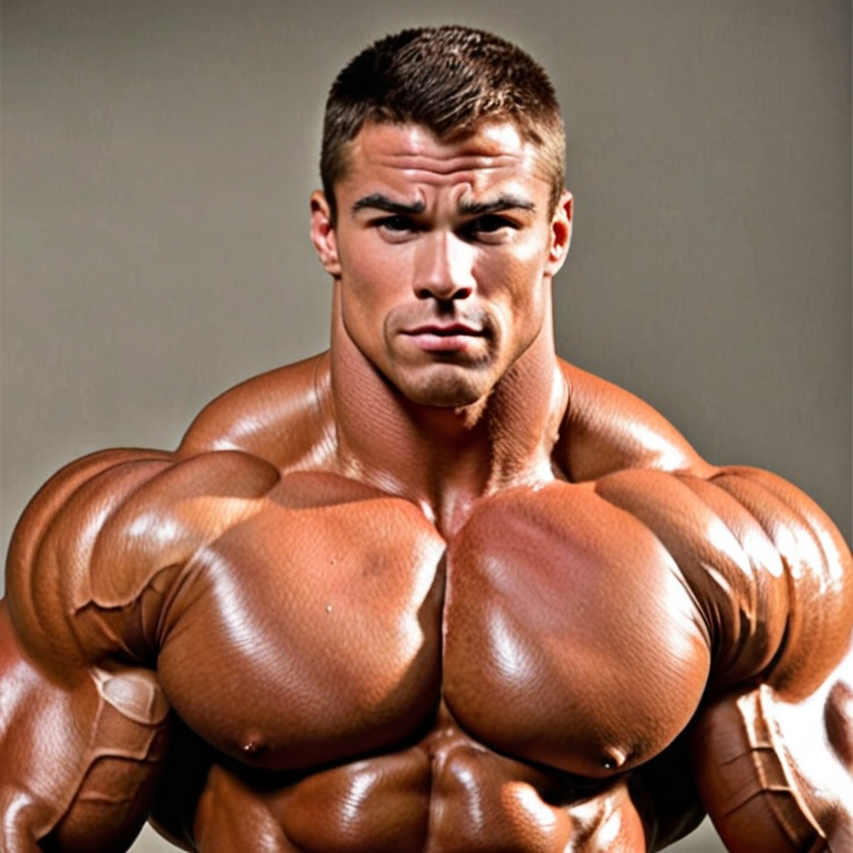 a really buff muscular guy with gigantic humongous muscles