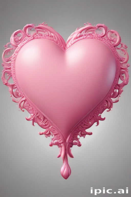 Beautifully Crafted Pink Heart with Intricate Swirling Designs and Patterns