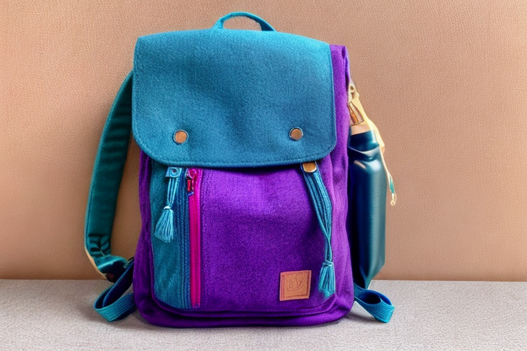 I want to generate a backpack with a particular teal, purple and pink ...