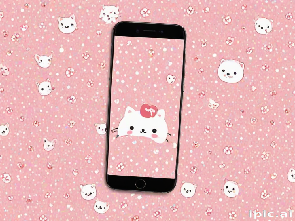 Adorable Pink Cat-Themed Phone Wallpaper with Cute Illustrations and ...