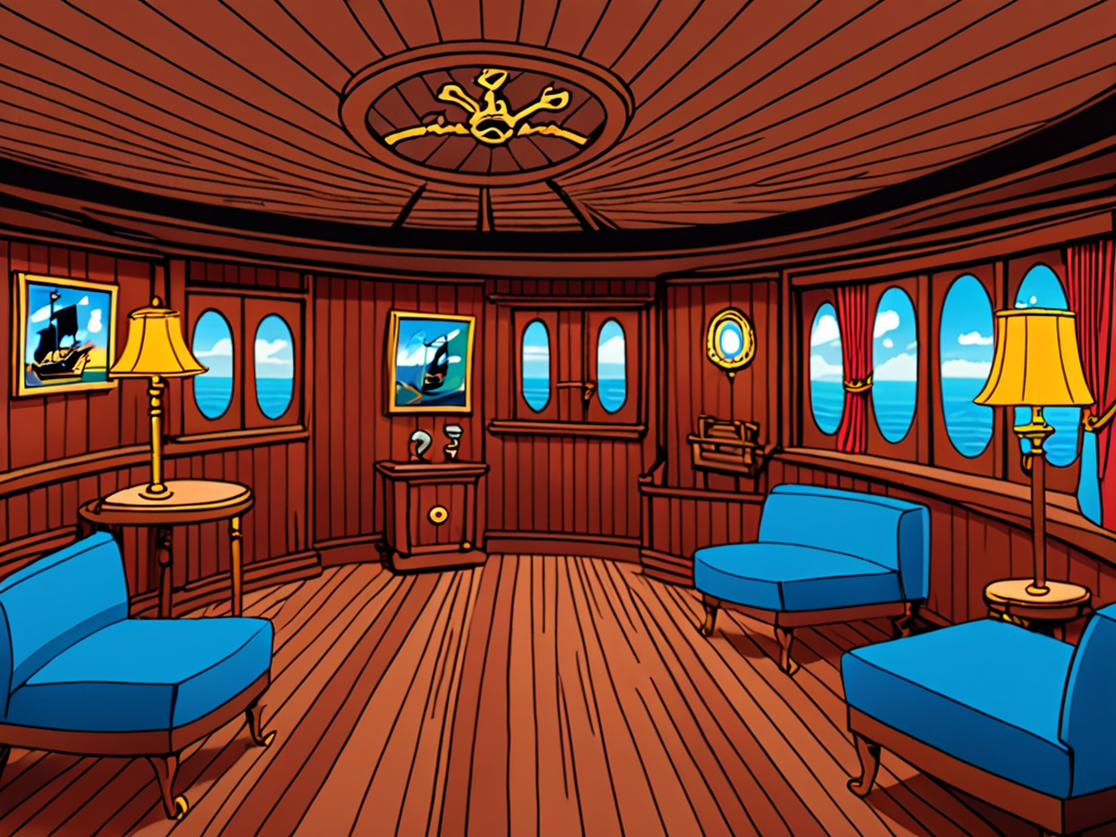 Interior of Captain Hook's state room on the pirate ship from the ...