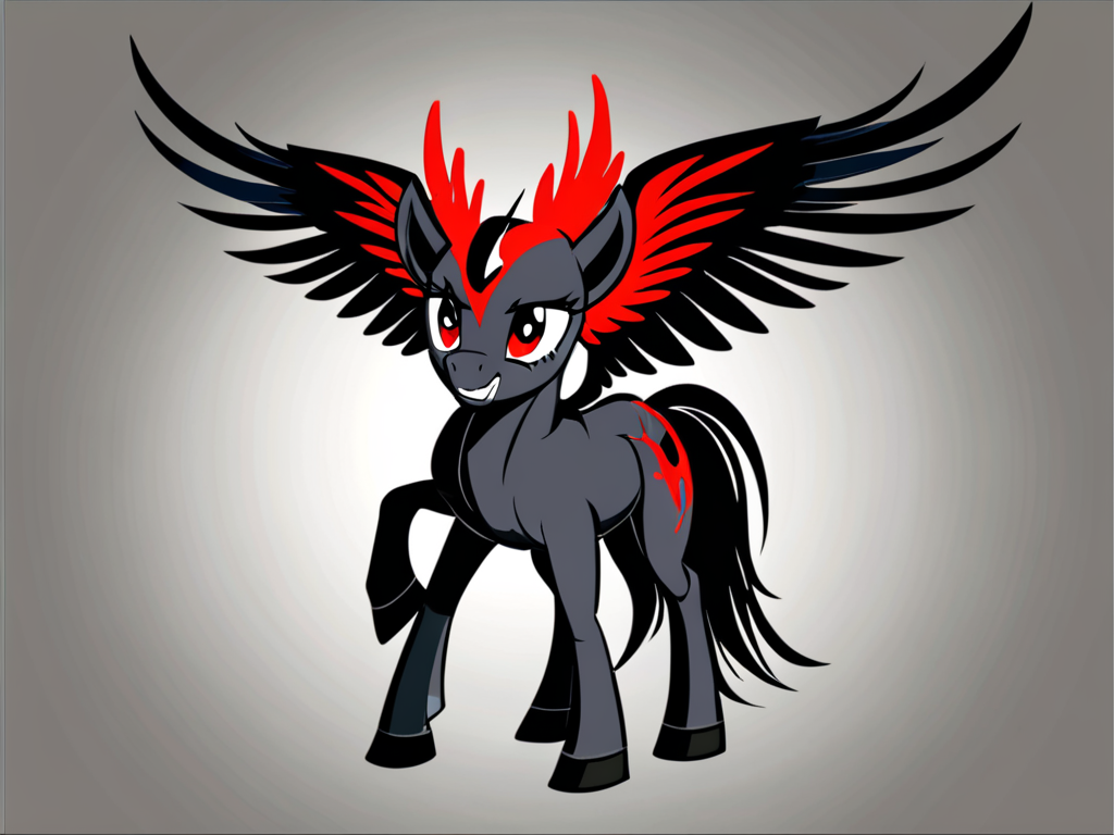 mlp pony necromancer dark alicorn with white markings on face red eyes ...