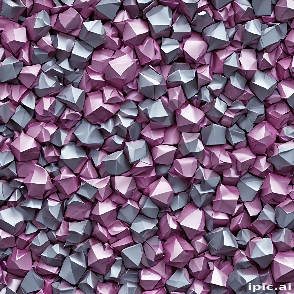 A Colorful Array of Crumpled Paper Shapes in Shades of Pink and Silver.