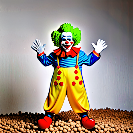 clown throwing brown clumps