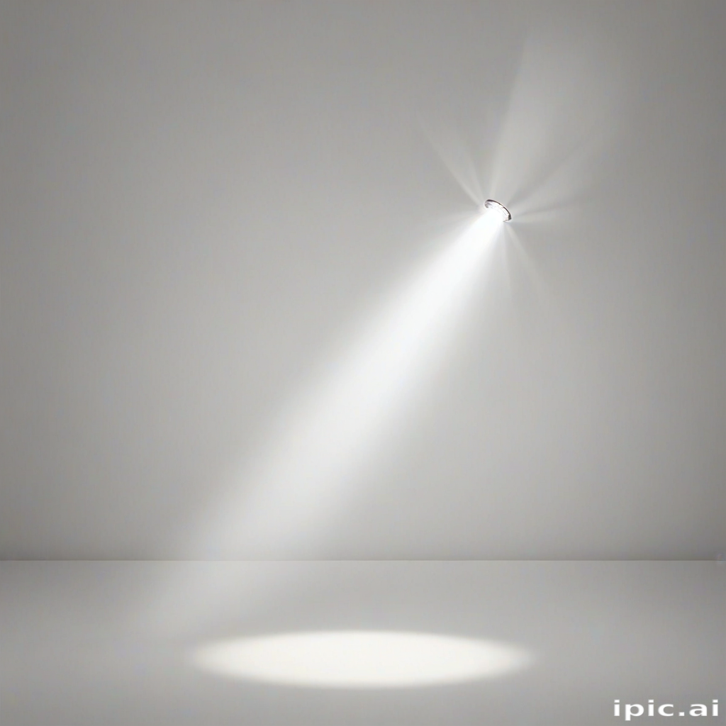 Beam of Light Illuminating a Minimalistic White Room with Subtle Shadows