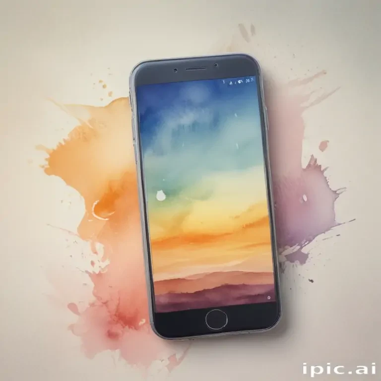 Smartphone Displaying Vibrant Watercolor Background with Serene Color ...