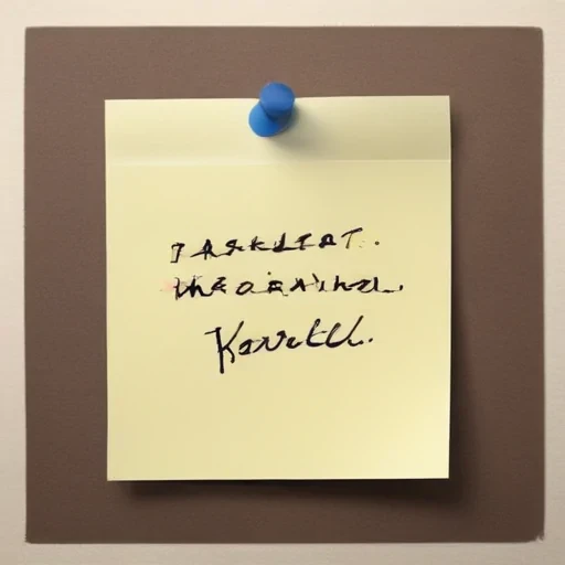 Handwritten Note on Sticky Pad with Unclear Words and Scribbles