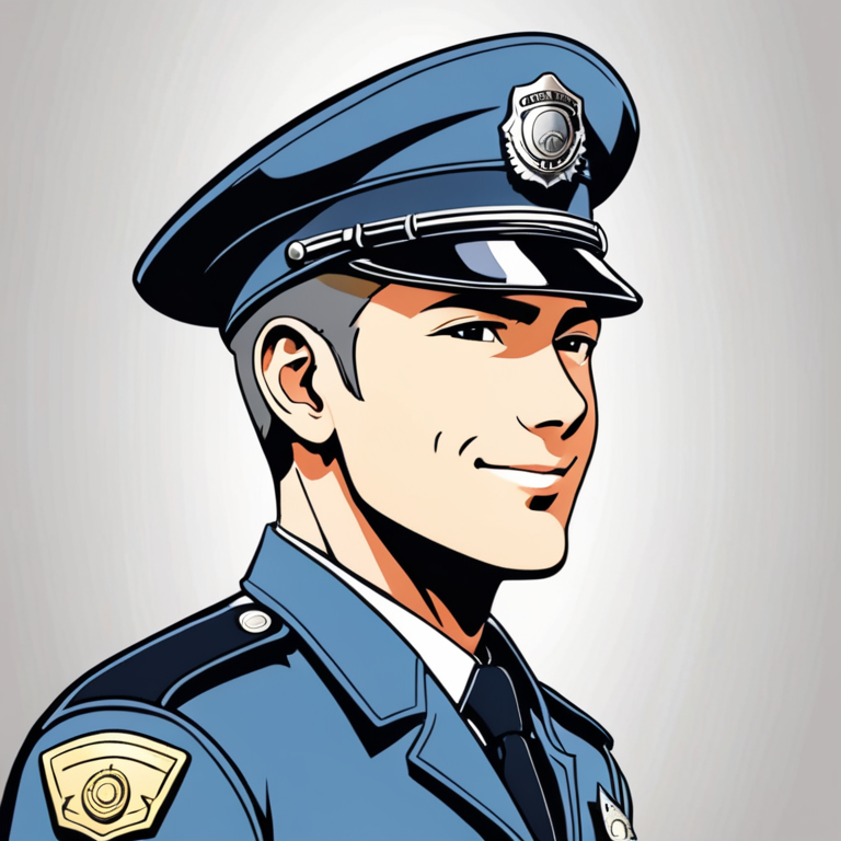 Smiling Policeman. Profile view. Anime style. Light hair. lined flat ...