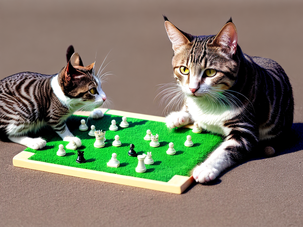 cat and mouse playing chess
