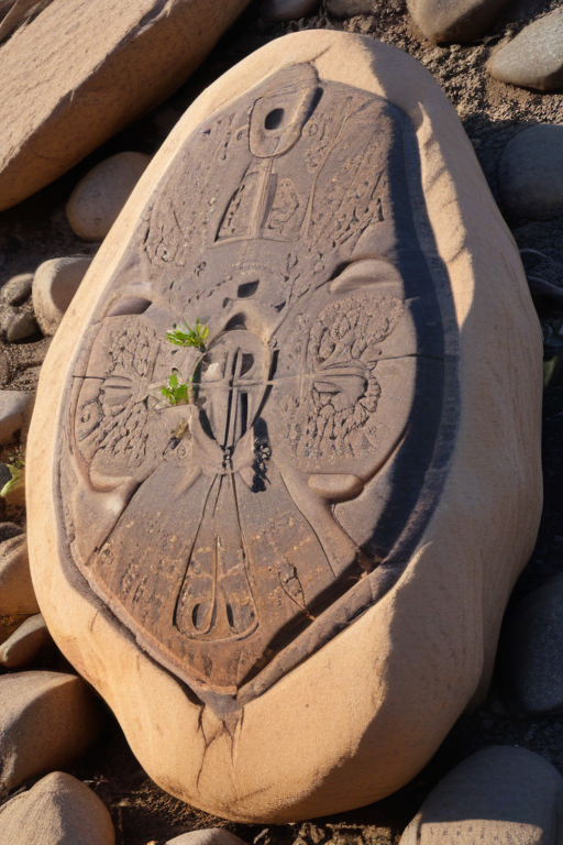 Ancient Stone Carving Featuring Intricate Designs and Symbolic Figures ...