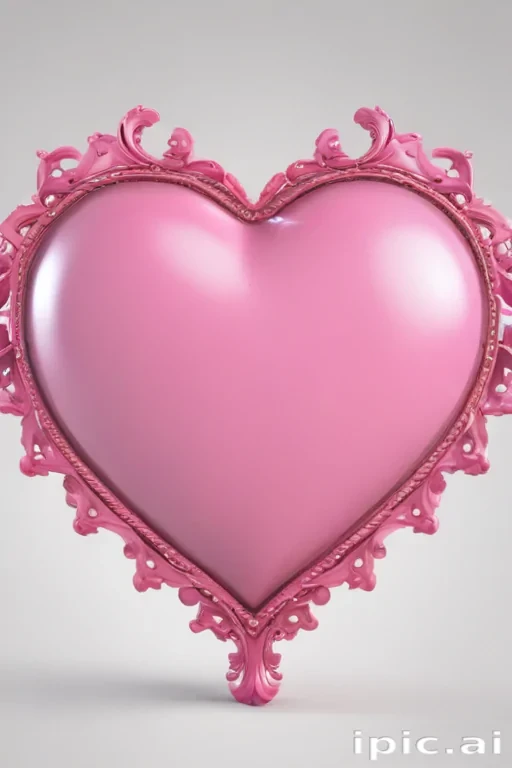Delicate Pink Heart Shaped Frame with Intricate Baroque Design Elements