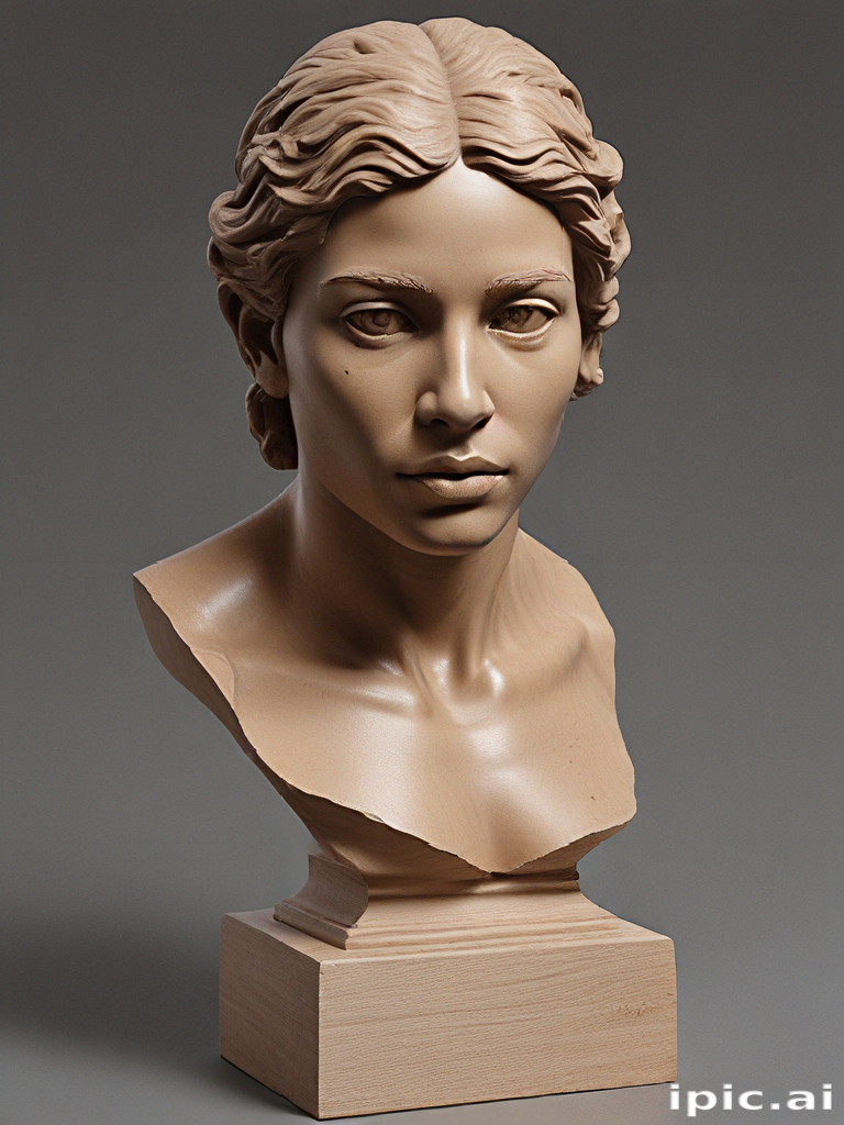 Realistic Sculpted Bust of a Young Woman with Elegant Features