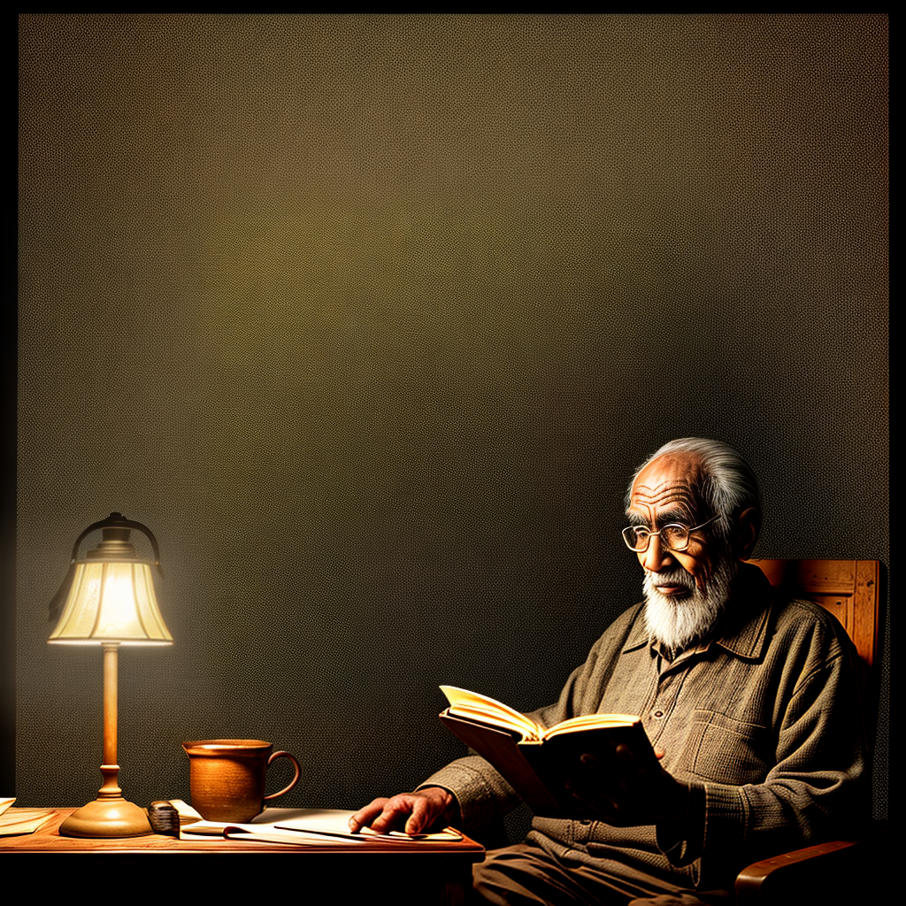 Be the character versus the screen With a black background, a wise old ...