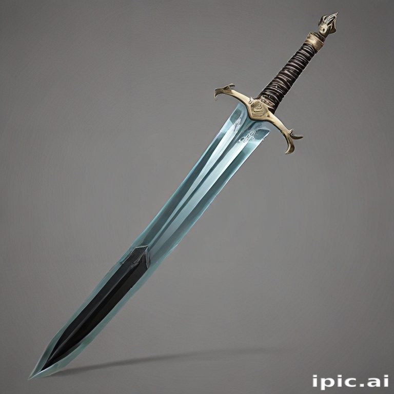 Elegant Fantasy Sword with Intricate Design and Shimmering Blade Detail