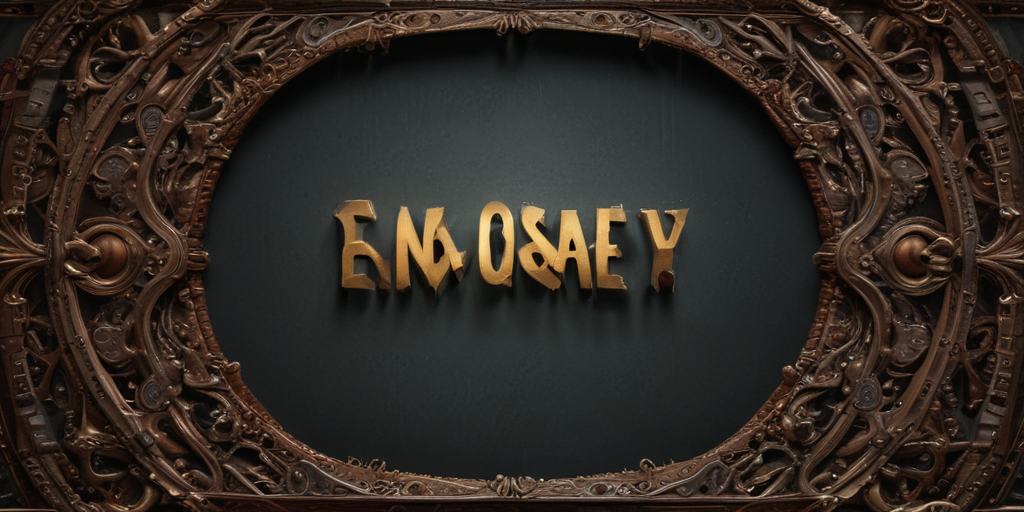 Intricate Framed Artwork Featuring Unique Lettering in an Elegant Design