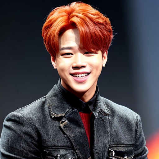 jimin from bts orange hair smiling