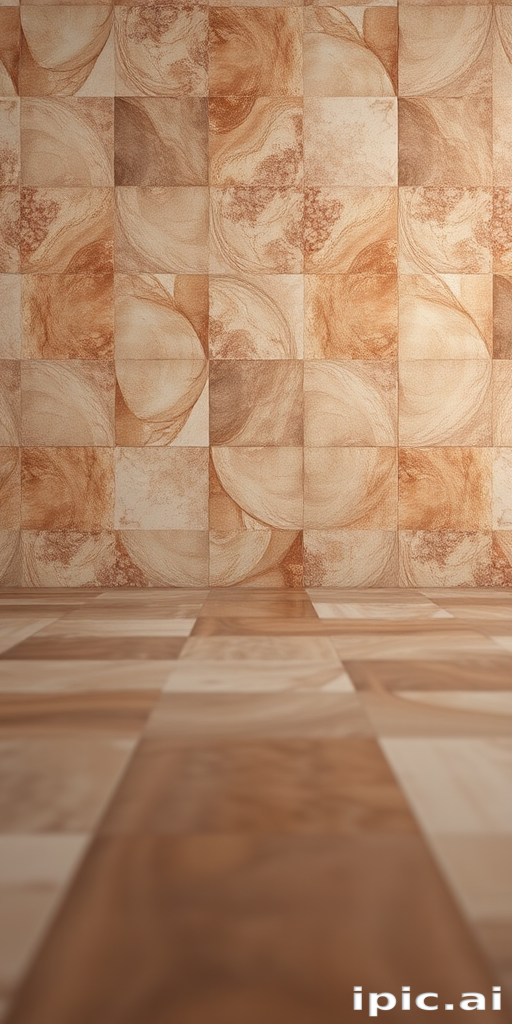 Elegant Interior Design Featuring Warm Toned Textured Wall and Floor Tiles