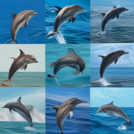 A dolphin giving completing collage.