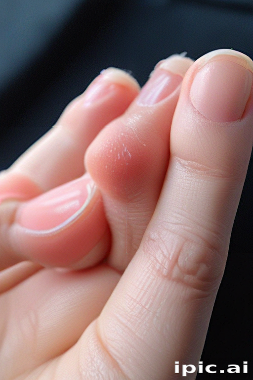 Close-Up of a Hand Pinching Skin with a Slightly Raised Bump