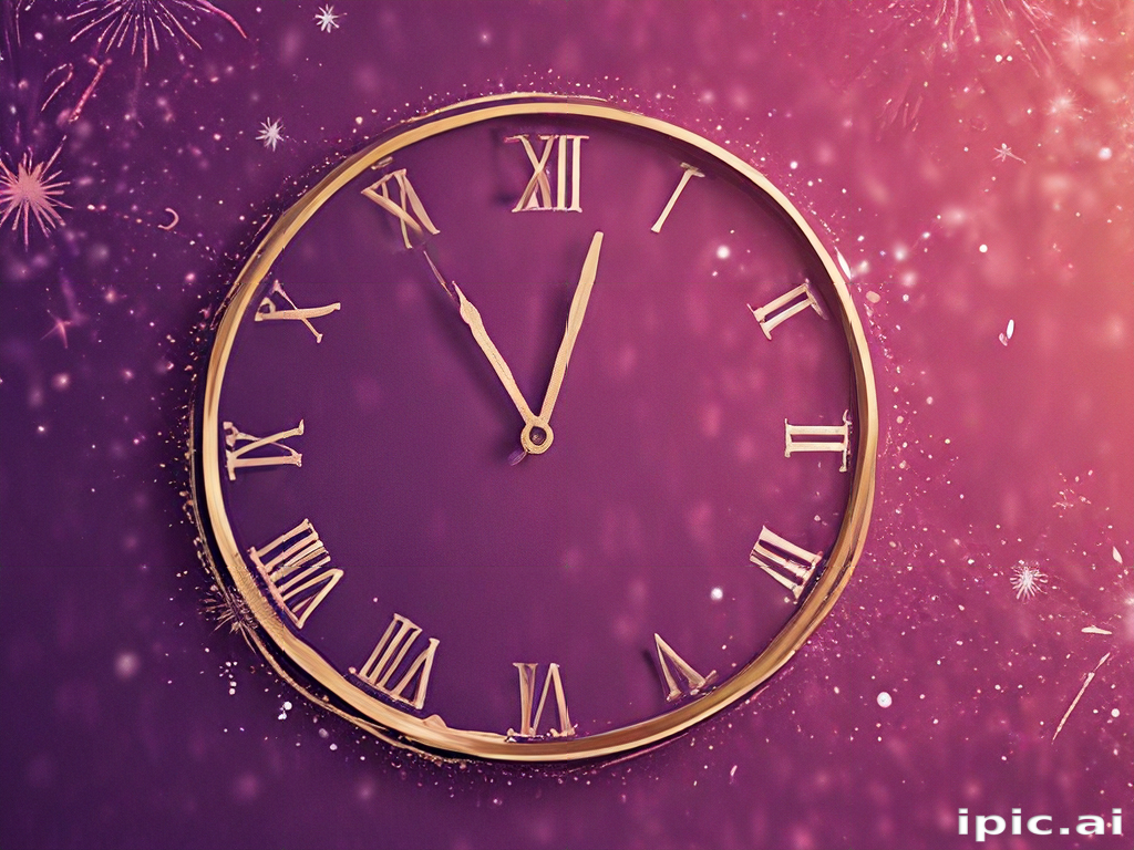 Elegant Wall Clock with Roman Numerals Against a Festive Purple Background