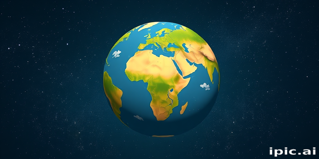 A Colorful 3D Representation of Earth Surrounded by a Starry Background.