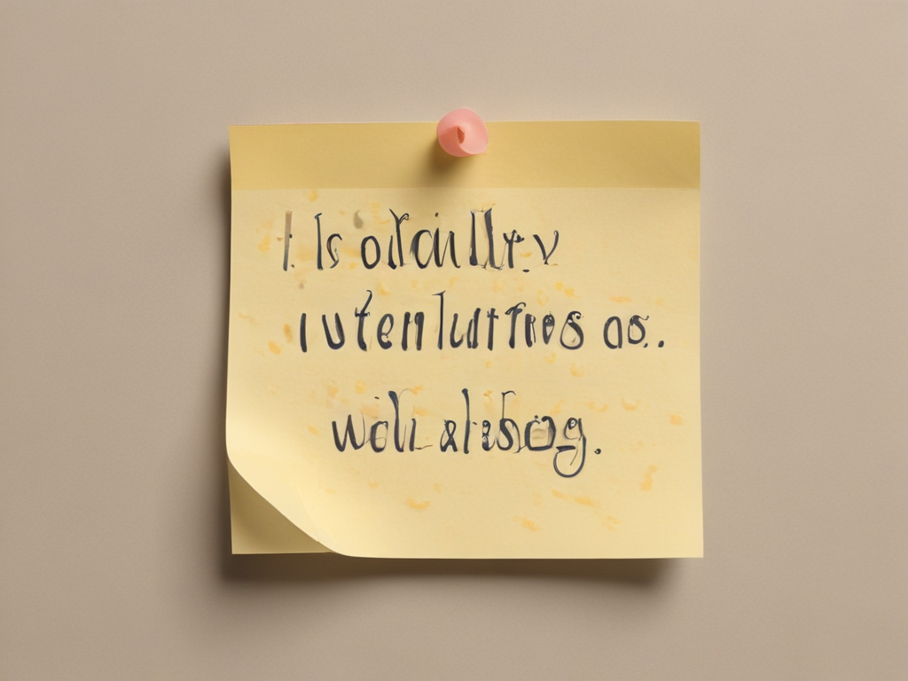 Sticky Note with Handwritten Reminder in Artistic Calligraphy Style