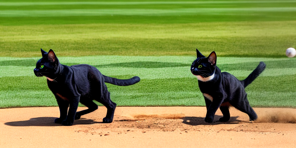 cat playing baseball