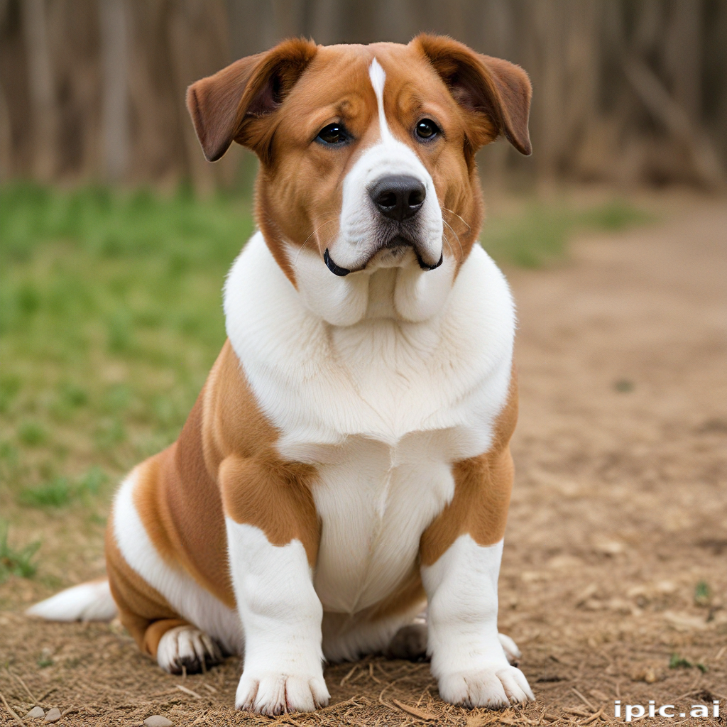 Adorable Dog Sitting Calmly on a Path Surrounded by Nature