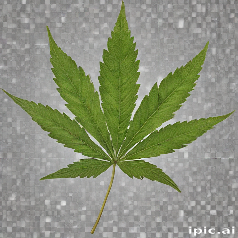 A Large, Vibrant Green Cannabis Leaf Against a Subtle Textured Background.