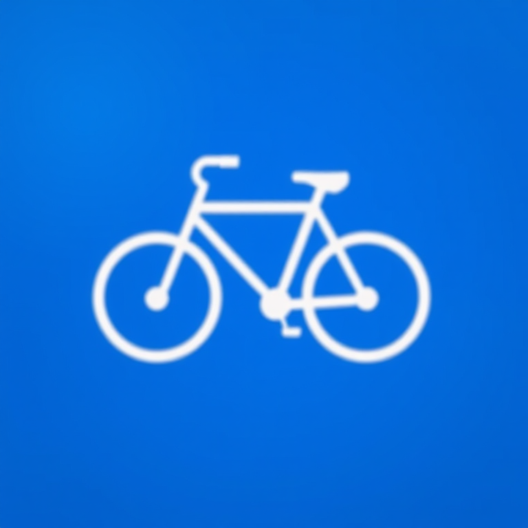 Minimalist White Bicycle Icon Set Against a Bright Blue Background