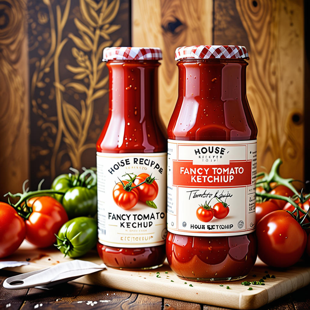 Delicious House Recipe Fancy Tomato Ketchup Bottles Surrounded by Fresh ...