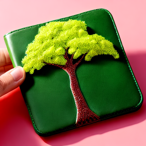 tree holding a green wallet