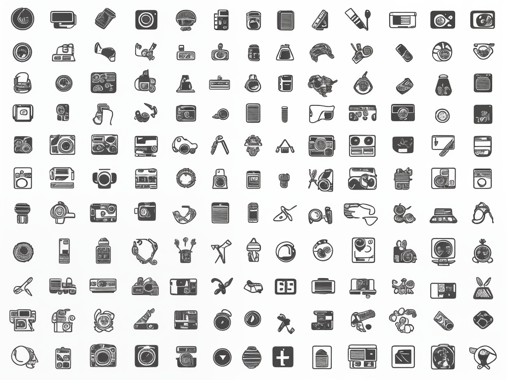 A Diverse Collection of Vintage and Modern Technology Icons in Black ...