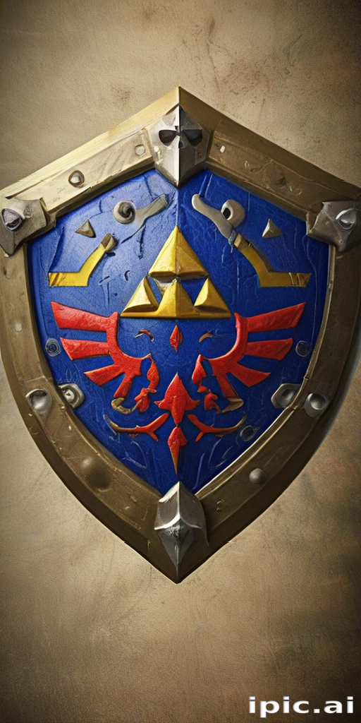 Legendary Shield of Hyrule Featuring Iconic Triforce and Eagle Emblem