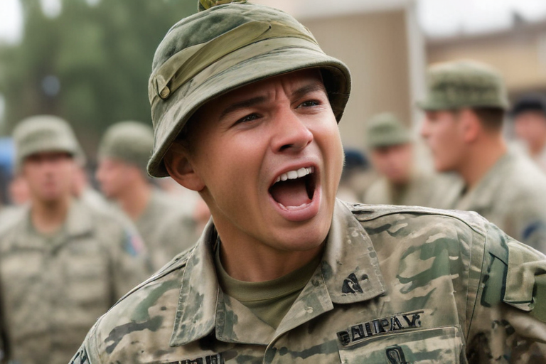 army sergeant yelling at soldiers