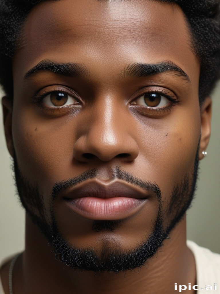 A Close-Up Portrait of a Young Man with Expressive Eyes and Smooth Skin.