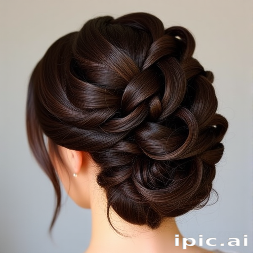 Elegant and Intricate Dark Brown Updo Hairstyle Perfect for Special ...