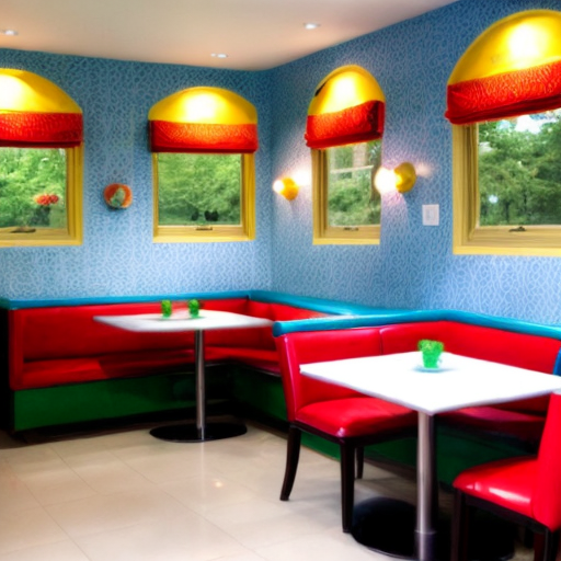 design a dining room for a house made out of pizzeria decor with a ...