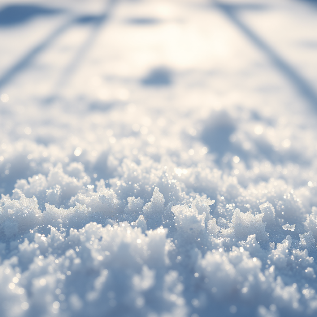 macro shot of a shimmering snow surface with sparkling crystals in ...
