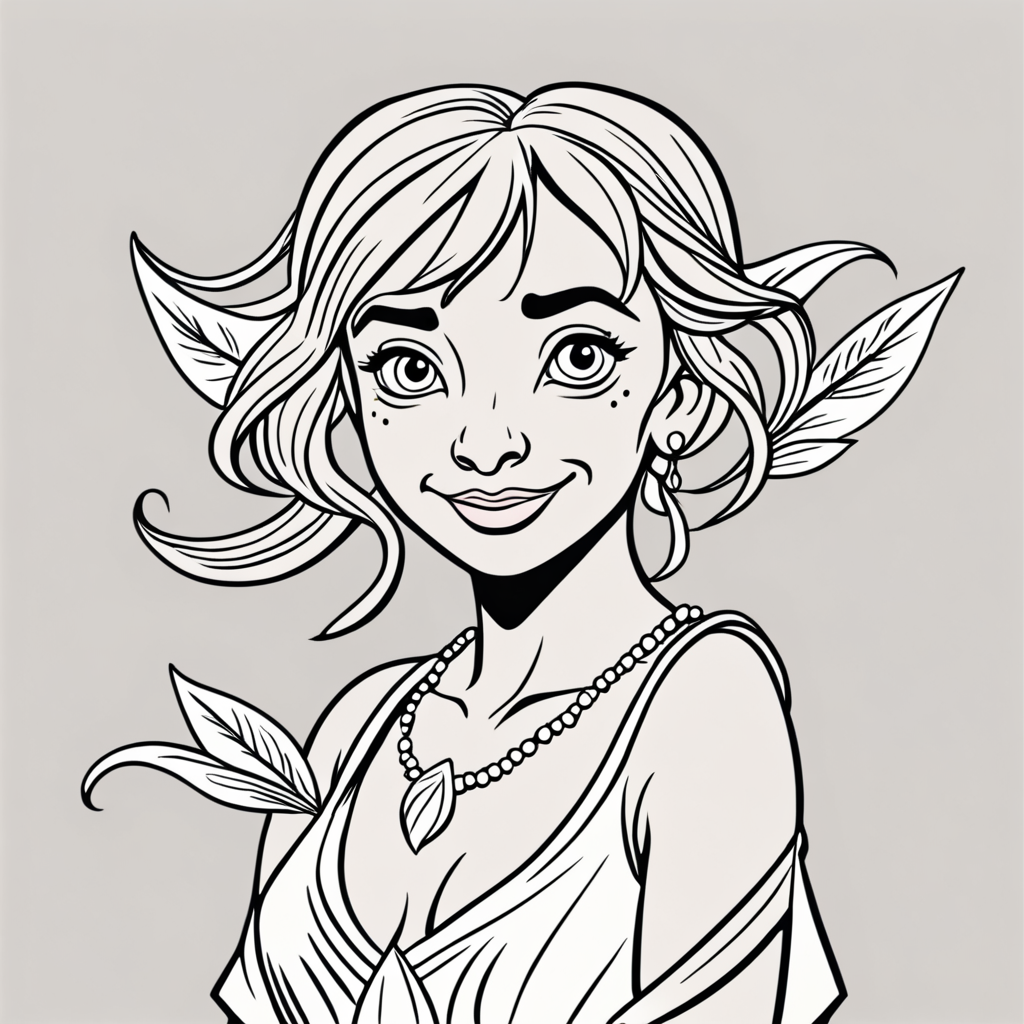 Tiger Lily fron cartoon Peter Pan line art