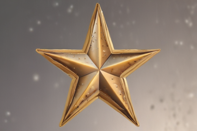 A Shimmering Golden Star Sparkling with Water Drops Against a Soft ...