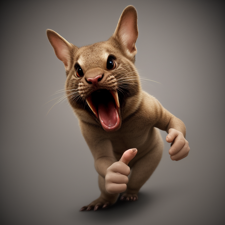 A Cute Yet Fierce Cartoon Creature Running with Excitement and Energy.