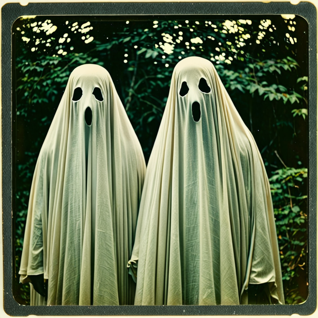 a polaroid of a two male ghosts