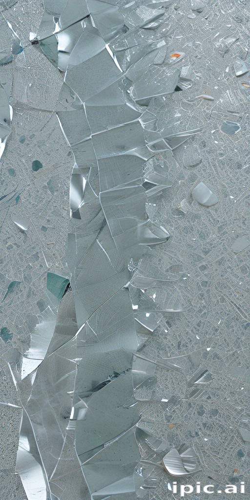 Intricate Patterns of Shattered Glass Reflecting Light and Color Variations